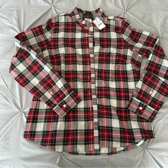 J. Crew Factory | Tops | Nwt Jcrew Factory Plaid Ruffle Bottom Down Blouse | Poshmark
